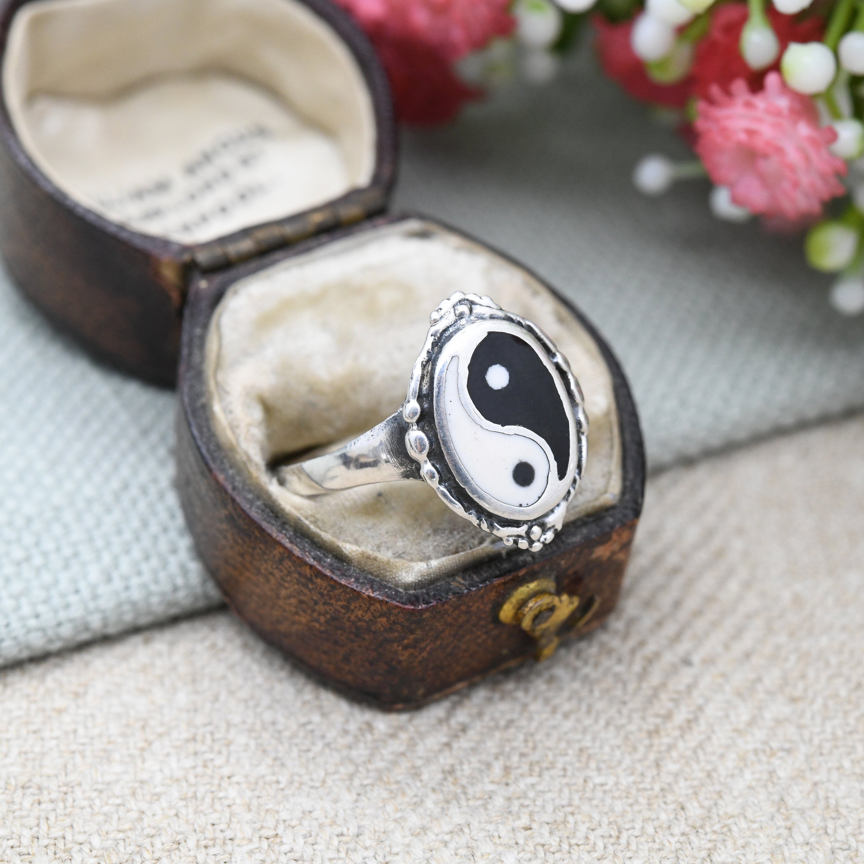 Vintage Sterling Silver Yin and Yang Ring ThroughFineHands